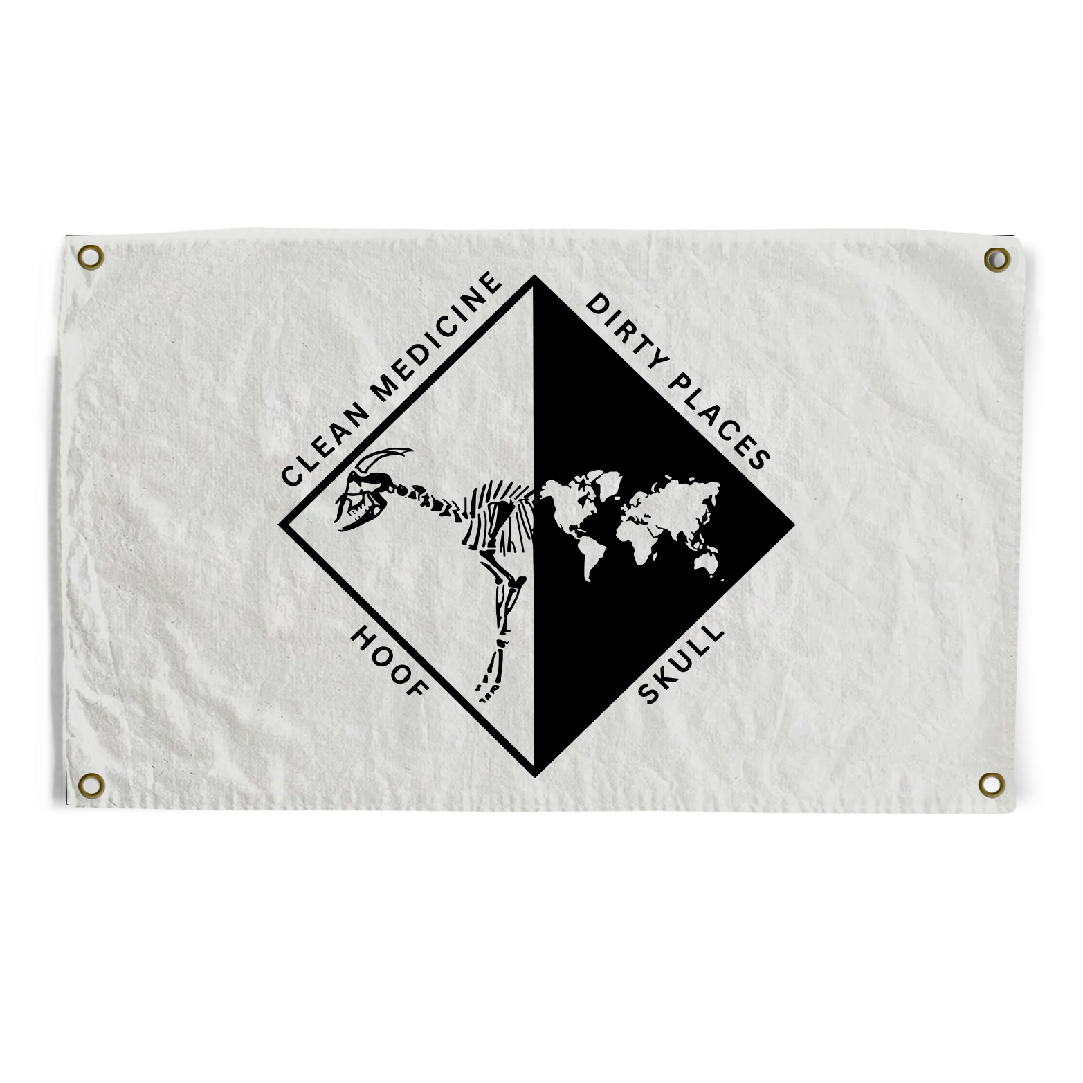 Clean Med Dirty Places Flag – Hoof & Skull